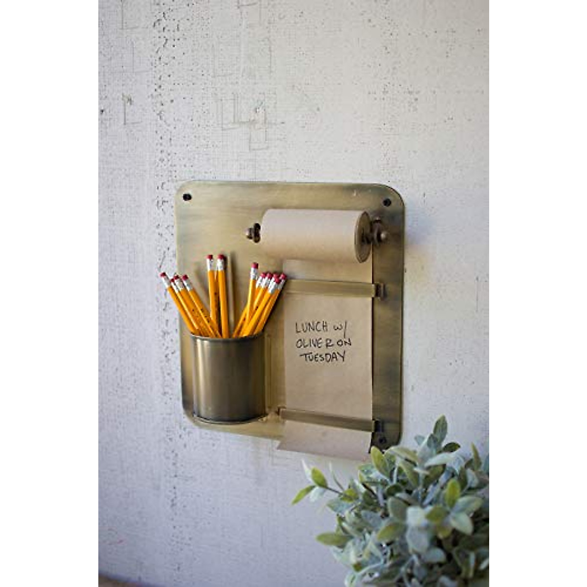 Kalalou NDE1280 Note Roll with Wall Rack with Pencil Holder, Brown