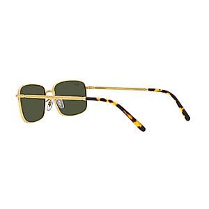 Ray-Ban RB3717 Rectangular Sunglasses, Legend Gold/Green, 57 mm