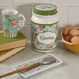 Pavilion Gift Company Cottage Kitchen Rose Spoon Rest, 8-1/2 by 3-5/8-Inch