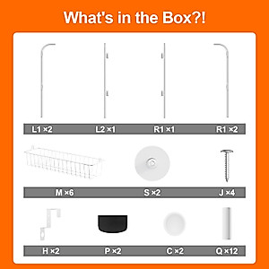 Over the Door Pantry Organizer, W17.5inch Wider Metal Over the Door Organizer, 6-Tier Pantry Door Organizer Spice Rack for Easy Install, 60 LBS Load Over the Door Storage, L17.5W6.7H53.7inch, White