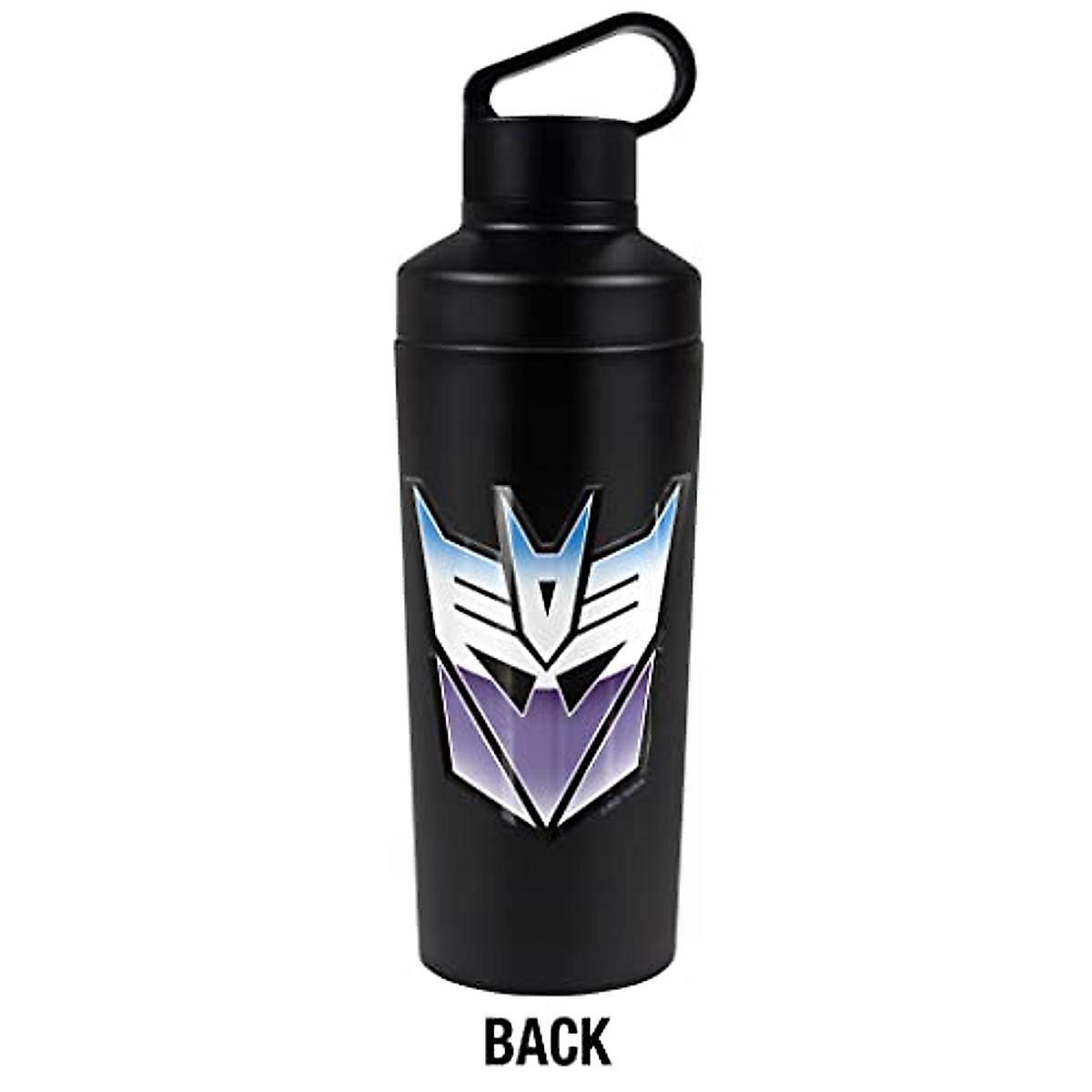 Transformers OFFICIAL Vintage Decepticon Logo 18 oz Insulated Water Bottle, Leak Resistant, Vacuum Insulated Stainless Steel with 2-in-1 Loop Cap