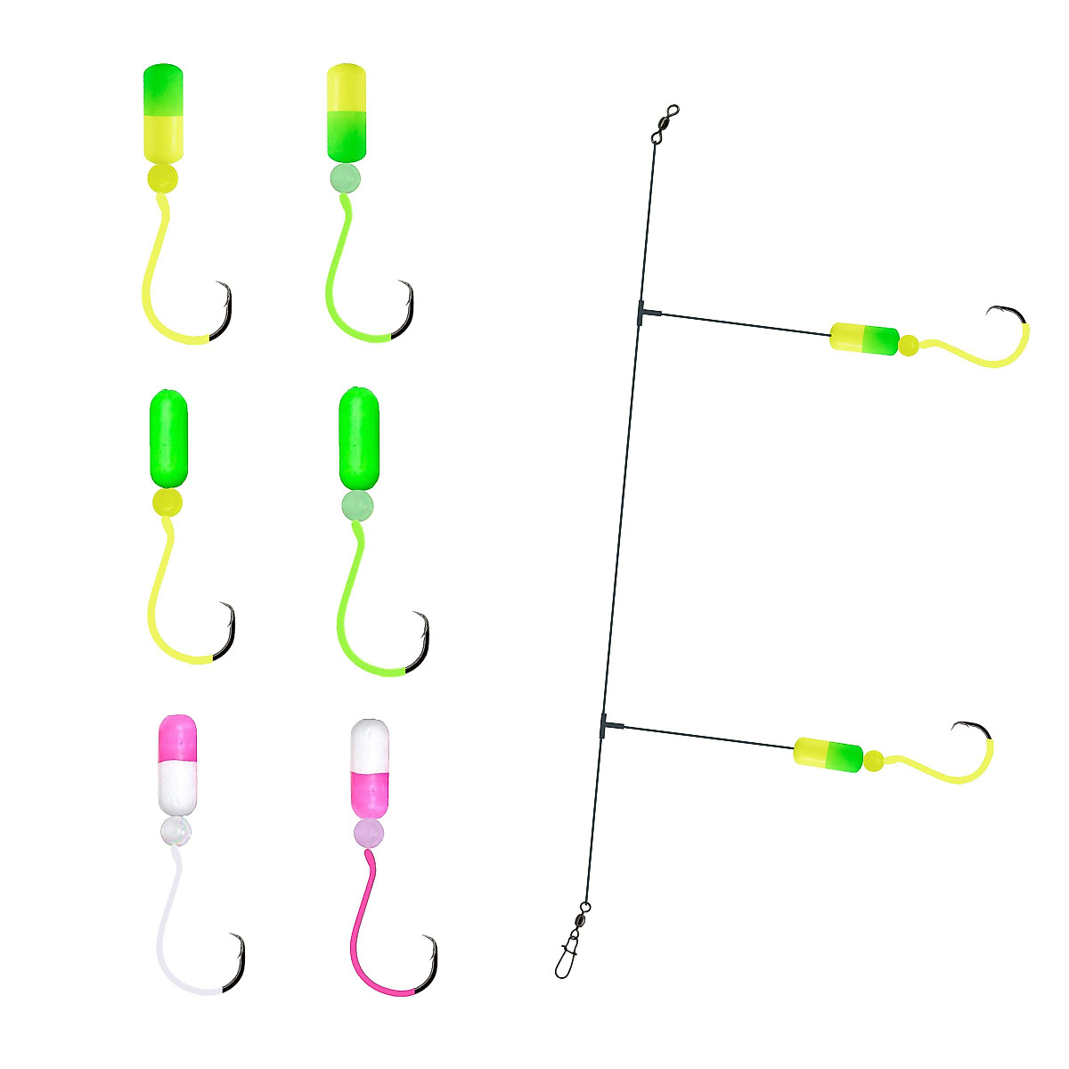 6 Pack 'Coquina Shells' Pompano Surf Fishing Rigs (25# Mono Pro-Tec Coated)