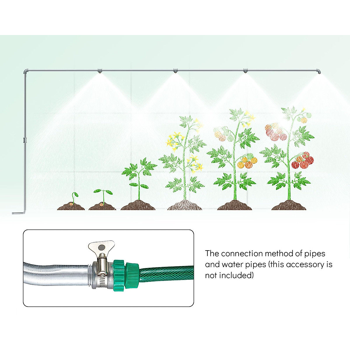 Papababe 26x10x7ft Large Walk-in Greenhouse for Outdoors with Watering System Upgraded Swing Door Tunnel Greenhouse kit, Heavy Duty Galvanized Steel Frame,Ground Pegs & Film Clips,16 Windows, Green