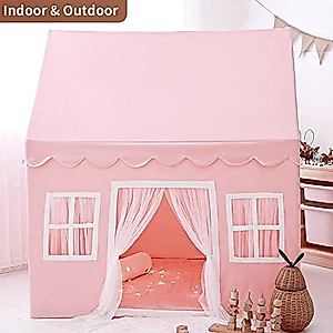 Sherilyn Large Fairy Tale Castle Play Tent with Mat, Indoor/Outdoor, Pink, 47" L x 40" W x 52" H, Up to 4 Kids, Toddler to Kid, Girls