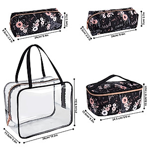 Emma & Chloe 4 Piece Toiletry Bag Set, Waterproof Home, Travel Cosmetic Train Case Makeup Bags for Women with Handle, Zipper – 4 Makeup Bags Set (Paris Je T'aime)