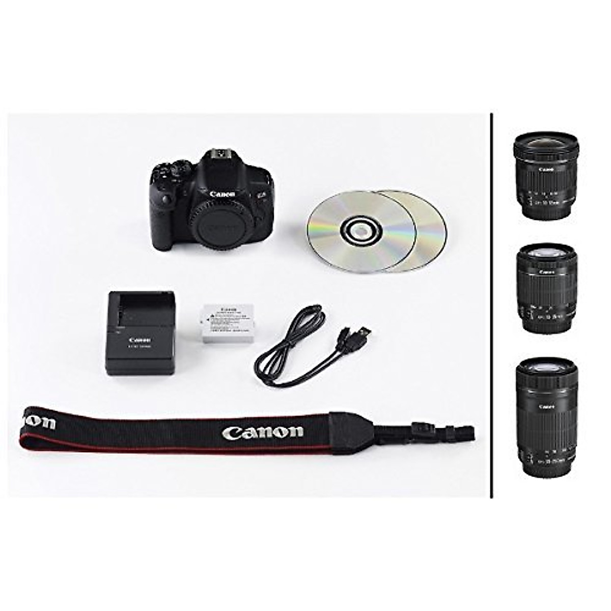 Canon DSLR Camera EOS Kiss X7i Triple Zoom kit EF-S10-18mm F4.5-5.6 is STM EF-S18-55mm F3.5-5.6 is STM EF-S55-250mm with F4-5.6 is STM KISSX7I-TZOOMKIT [International Version, No Warranty]
