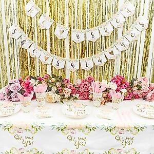 Sparkle and Bash Bridal Party Pack, Includes Paper Plates, Napkins, Cups, Cutlery, Banner, and Plastic Tablecloth (Serves 24, 146 Pieces)