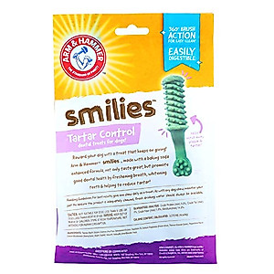 Arm & Hammer for Pets Smilies Dental Chews for Dogs | Dental Chews Fight Bad Dog Breath, Plaque & Tartar Without Brushing | Fresh Mint Flavor, 8 Pieces Dog Dental Treats, 4 Pack