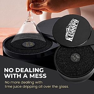 Kasoopo Margarita Salt Rimmer Set, Bartender Sugar Salt Rimmer, Bar Salt and Sugar Rimmer for Drrinks, Salt Rimmer for Cocktails, 3 Tier Glass Rimmer for Cocktails with 2 Pourers and 2 Sponge