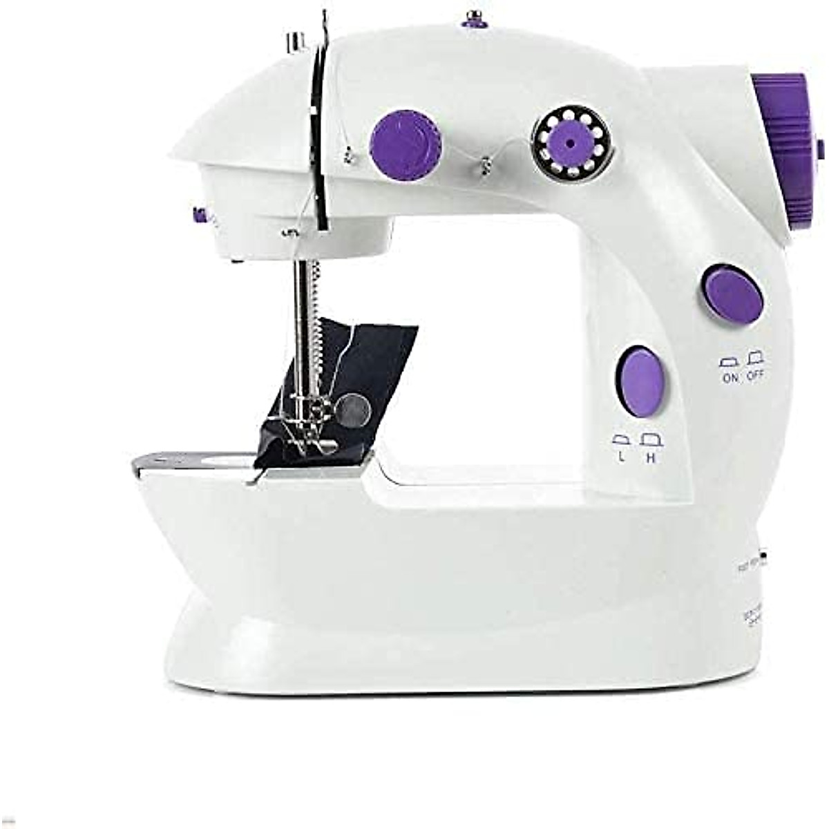 Mini Sewing Machine Upgraded Portable Two Threads Double Speed Double Switches Household Kids Beginners Travel Automatic Sewing Machine (White and Blue)