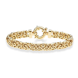 Miabella Italian 18K Gold Over Sterling Silver 9mm Classic Byzantine Link Chain Bracelet for Women, 925 Handmade in Italy (7.5 Inches)