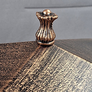 DAKWA European Bronze Post Cap Lights with Striped Glass Shade Column Lantern Rainproof Street Outdoor Lighting for Outside Patio Yard (Size : Width:15.7nch)