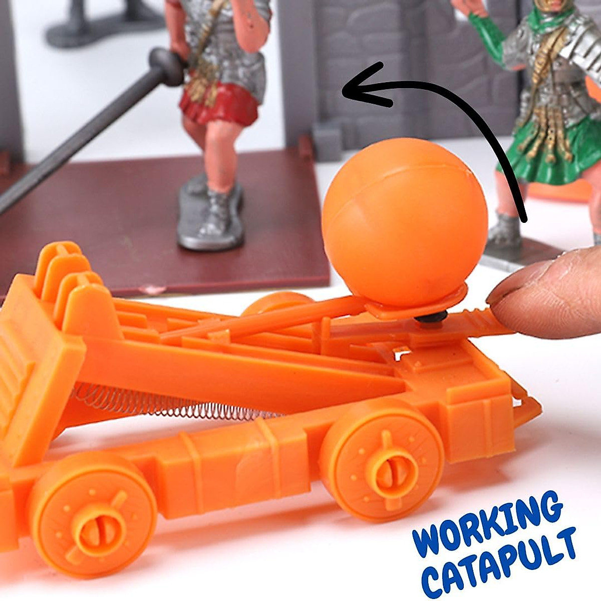 Liberty Imports Medieval Castle Kingdom Knights Action Figure Toy Army Playset with Castle, Figurines, Catapult, and Acessories Kids Playset in Storage Bucket