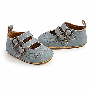 GAISUMMI Baby Girls Mary Jane Flats Shoes with Non-Slip Soft Rubber Sole Toddler First Walkers Princess Dress Shoes(A/White,12-18 Months)