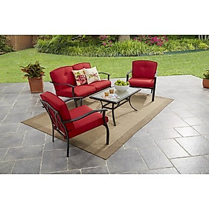 Mainstays Belden Park 4-Piece Sofa Set- RED