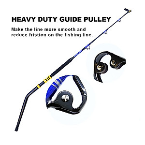 Topline Tackle 2-Pieces Deep Sea Fishing Rods, Topline Tackle Fishing Pole with 3+1 Roller Guides,Trolling Fishing Rod for Salt Water (5'6''/6’, 30-50lb/50-80lb/80-120lb)