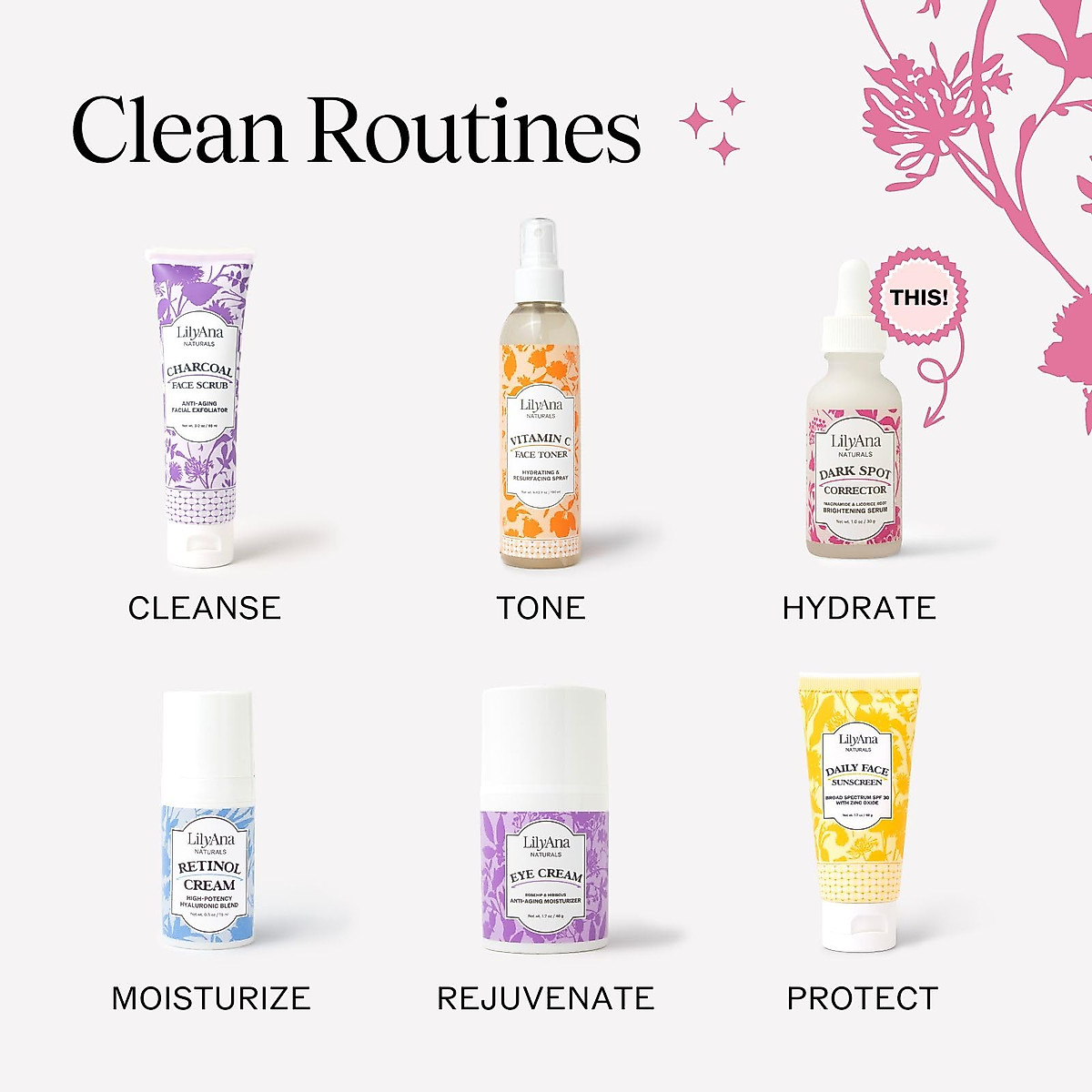 LilyAna Naturals Dark Spot Corrector - Dark Spot Remover for Face - Brightening Face Serum for Women and Men - Niacinamide and Licorice Root -1oz