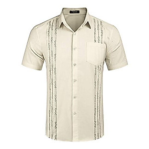 COOFANDY Men's Casual Cotton Beach Button Down Dress Shirt Summer Linen T-Shirt