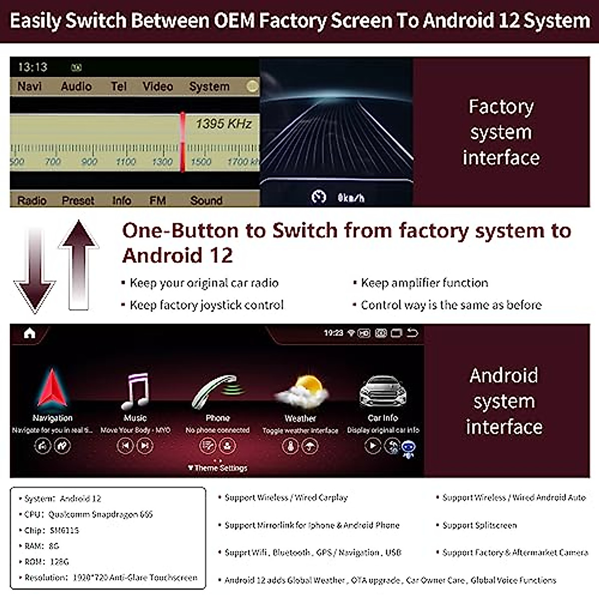 Road Top Newest Android 12 Car Stereo 10.25" Car Touch Screen for Mercedes Benz GLK Class X204 2009-2015 Year, 8+128G, Support Wireless Carplay, Global Weather,OTA Upgrade,Voice Control