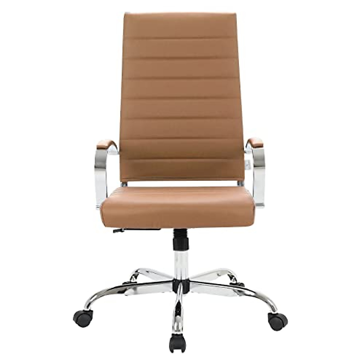 LeisureMod Benmar Modern High-Back Adjustable Swivel Leather Office Chair, Brown