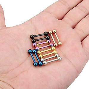 Ftovosyo 12PCS 12G 316L Stainless Steel Externally Threaded PA Tongue Nipple Shield Barbell Ring Bar Body Piercing Jewelry Retainer 12mm Mix Color