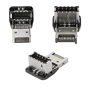 CERRXIAN 90 Degree USB Type E Adapter, Up Angle USB 3.2 Type E Male to Female Front Panel Internal Connector Adapter High Speed 10Gbps for USB C Header Motherboard(Up/A)