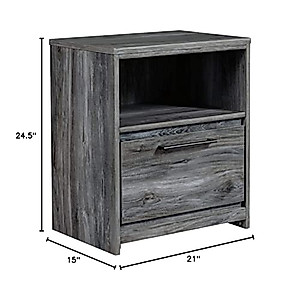 Signature Design by Ashley Baystorm Nightstand, Smoky Gray, 21.0 in x 15.0 in x 24.5 in