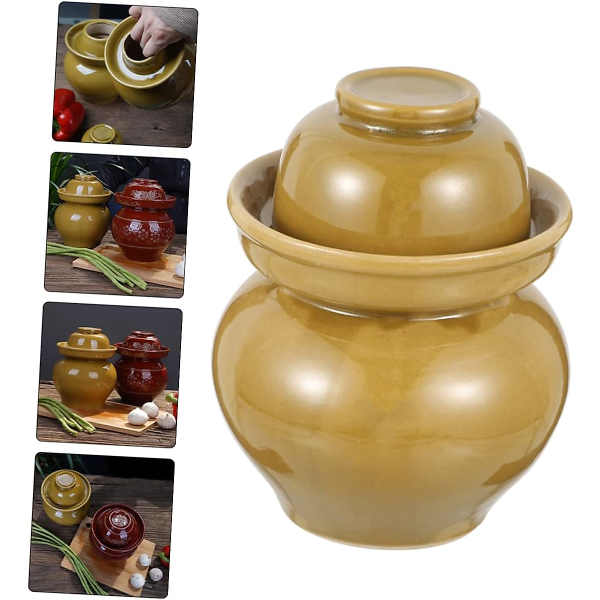 OUSIKA for Container Sealing Chinese Storage Canister Water Vegetables Cansiter with Pickled Egg Jars Sauerkraut Duck Tradition Bottle Crock Capacity Paocai Foods Pickle Jars