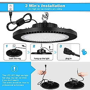 4 Pack UFO LED High Bay Lights - 1000W HID Replacement 28000 LM Warehouse Industrial Lighting 5000K Daylight, Commercial Grade Lighting 200 Watt