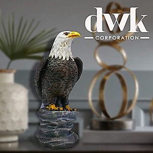 DWK - Liberty - Majestic American Bald Eagle on Rock Desk Statue Figurine Patriotic Sculpture USA Freedom Office Bookshelf Tabletop Home Decor Accent, 9-inch…