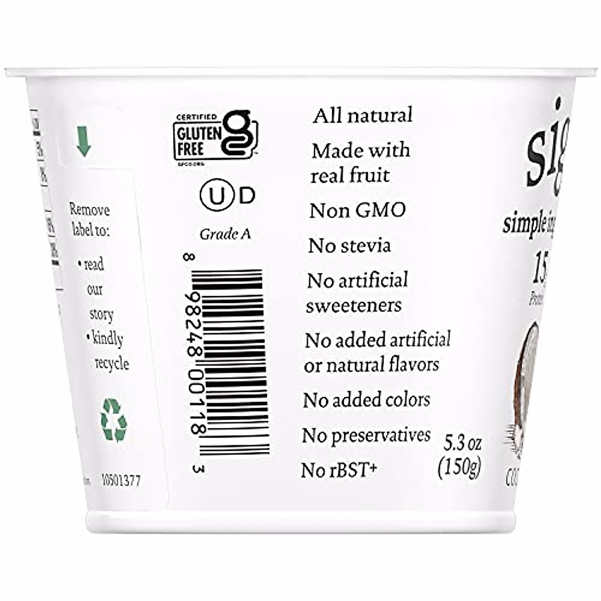 siggi's® 2% Icelandic Strained Lowfat Yogurt, Coconut, 5.3 oz., Single Serve Cup