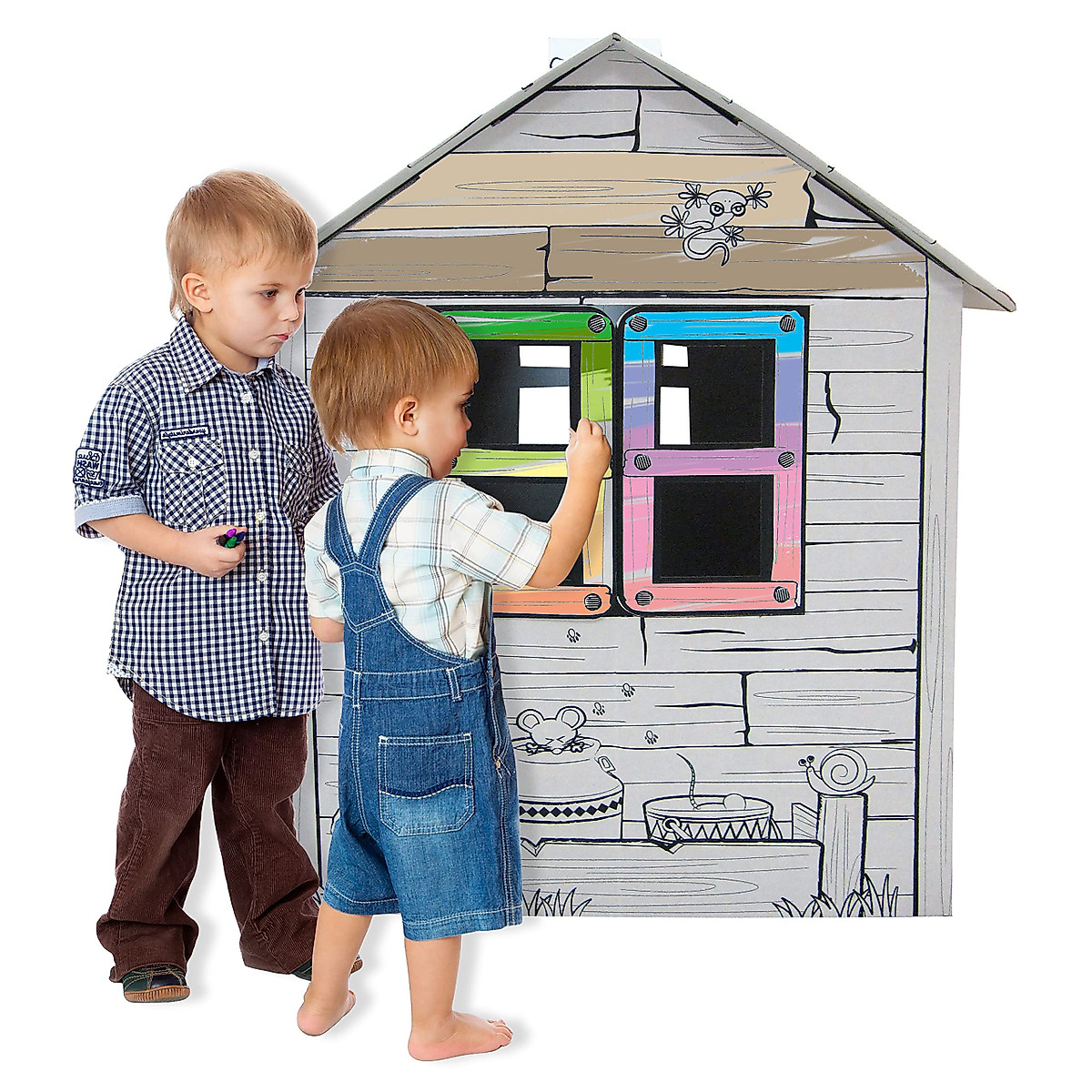 Adventure Awaits! Kids Cardboard Farm Playhouse - Color, Draw, and Customize - Great for Playtime and Arts-and-Crafts Time