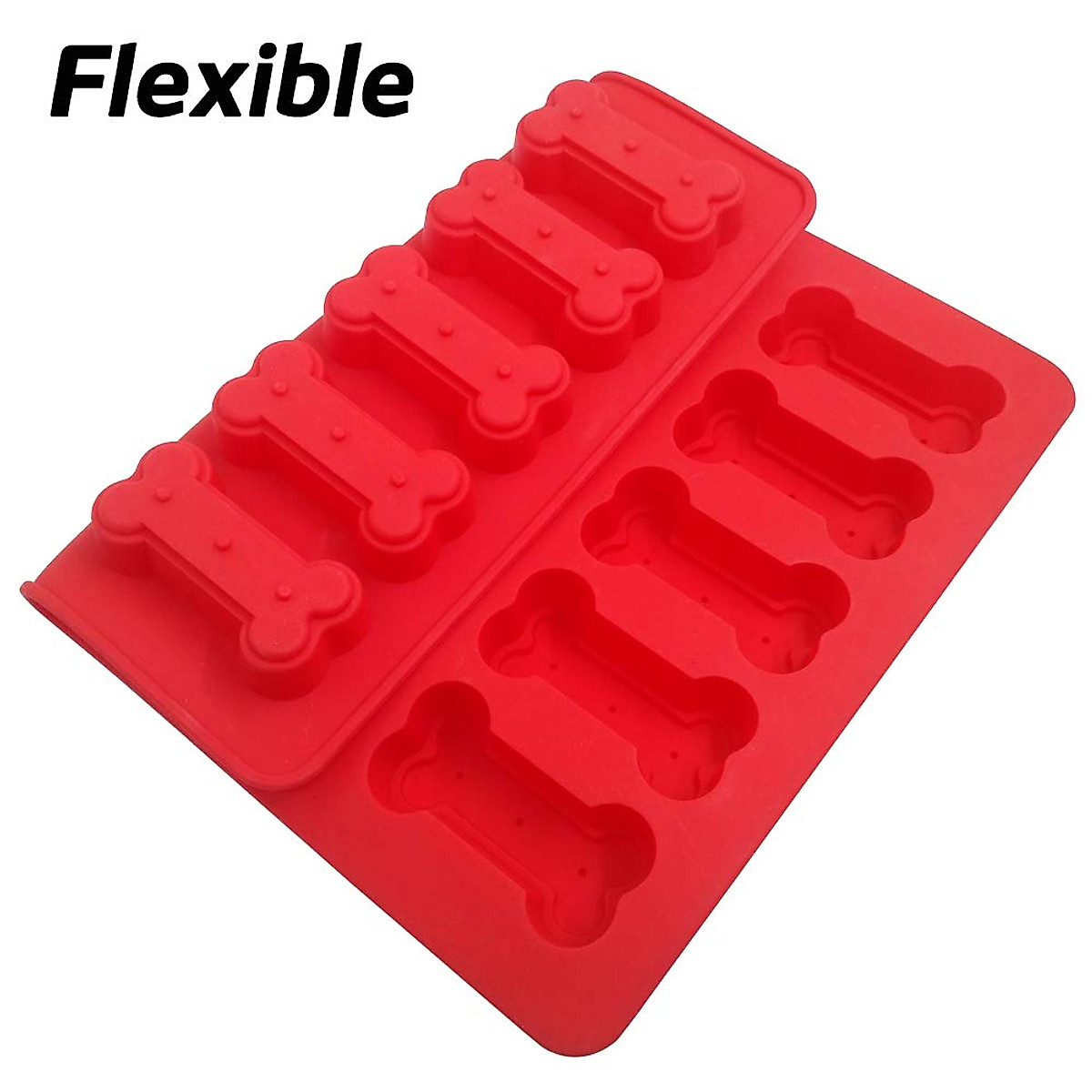 Set of 5, Dog Paws & Bones Silicone Mold and Stainless Steel Dog Bone Cookie Cutters, findTop Food Grade Silicone Mold and 3 Sizes of Biscuit Cutters