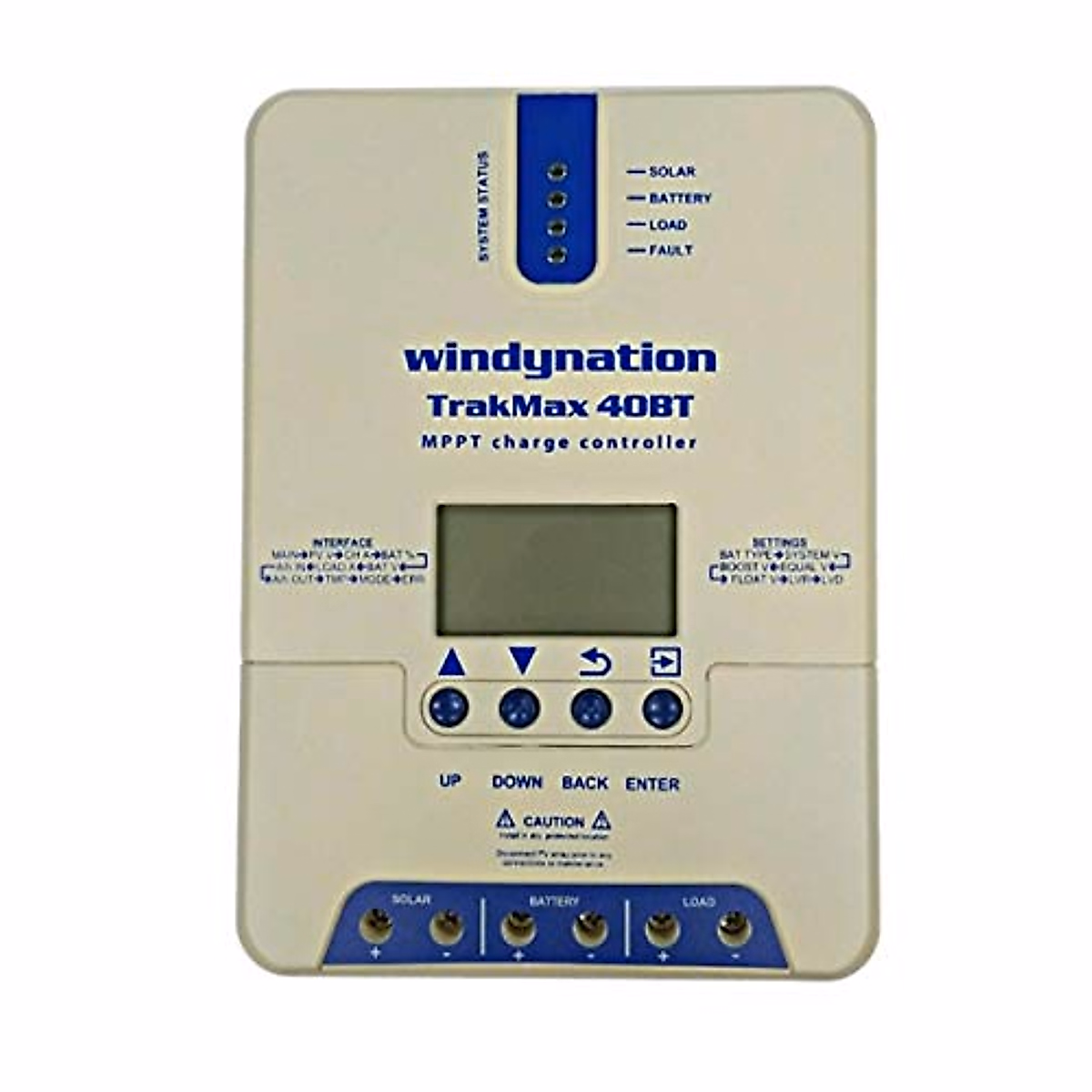 WindyNation TrakMax MPPT 40A Solar Charge Controller 12 or 24 Volts for Sealed, AGM, Gel, and Lithium Batteries + Remote Meter Kit