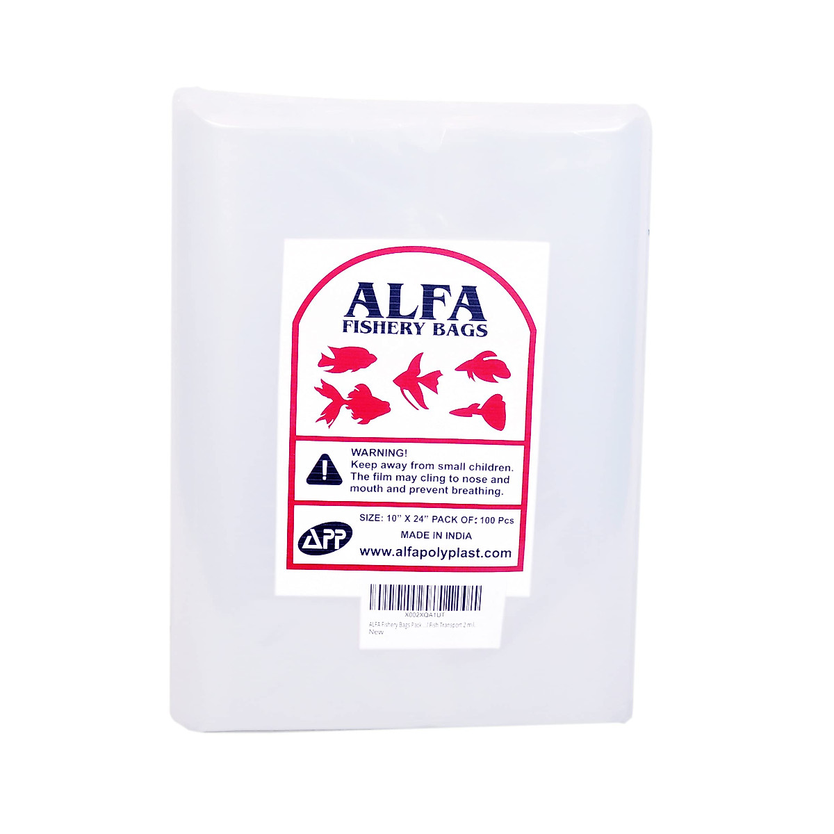 ALFA FISHERY BAGS Round Corners Bottom Leak Proof Clear Plastic Fish Bags Size 10 Inches for Marine & Tropical Fish Transport 2 mil. (10" x 24" / 100 Pack)