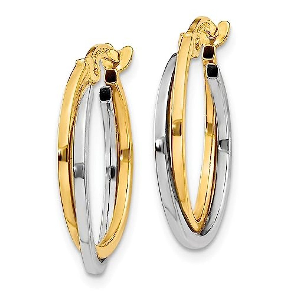 14K Two Tone Gold Round Hoop Earrings