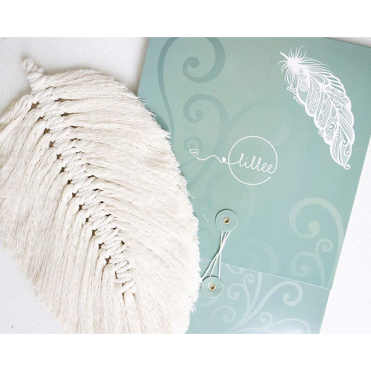 Macramé Wall Hanging Leaf Feather | Wall Décor Boho Modern Décor | Large Macramé Feather 18" x 9" Room Décor for Girls Bedroom Nursery Bohemian Décor