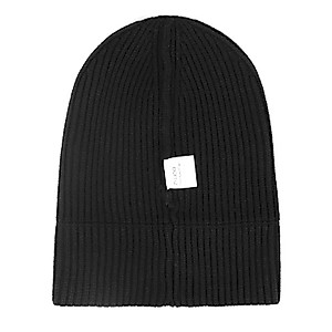 Zylioo XXL Knit Beanie Cap,Oversize Stocking Hats for Big Heads,Cuffed Skull Caps,Large Stretchy Winter Hats Black