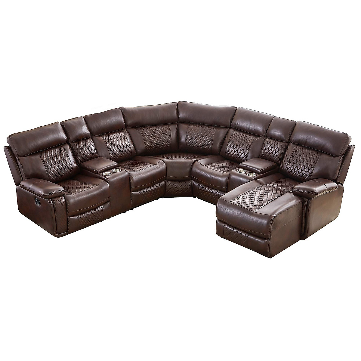 FREESNOOZE Multifunctional Ultra-Soft Leather Upholstery Reclining Sectional Couch, Living Room Corner Sofa Set with Chaise Lounge