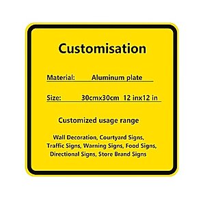 Square aluminium metal sign custom made, modern home decor, bar vintage decor, warning sign custom made, swimming pool sign, pavement sign custom decorative 12x12 inch Customised-10310