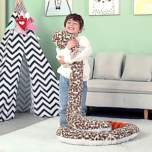 IKASA Giant Snake Stuffed Animal Plush Toy,106" Large Rattlesnake Cute Jumbo Soft Toys,Huge Big Size Fluffy Plushy Fat Plushie,Gifts for Kids