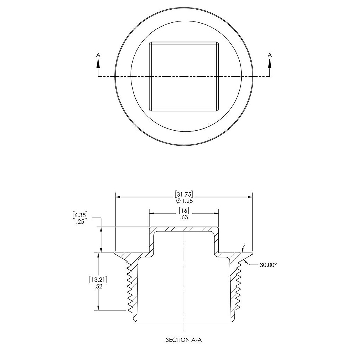 Caplugs ZTP9F1KA1 Plastic Square Head Threaded Plug with Flange TPN-9-F, PE-HD, to Plug NPT Thread Size 3/4-14", Black (Pack of 40)