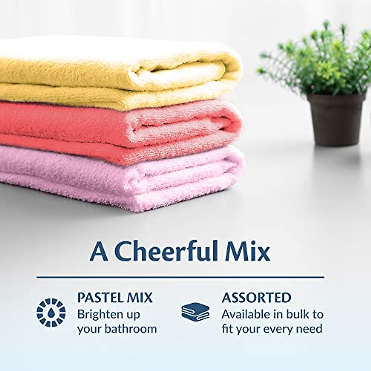 Groko Textiles Small and Lightweight Cotton Towels Assorted Pastel Mix 24 x 40 inches Towels (6)