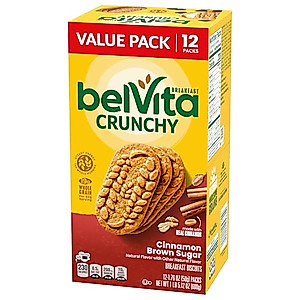 belVita Cinnamon Brown Sugar Breakfast Biscuits, Value Pack, 12 Packs (4 Biscuits Per Pack)