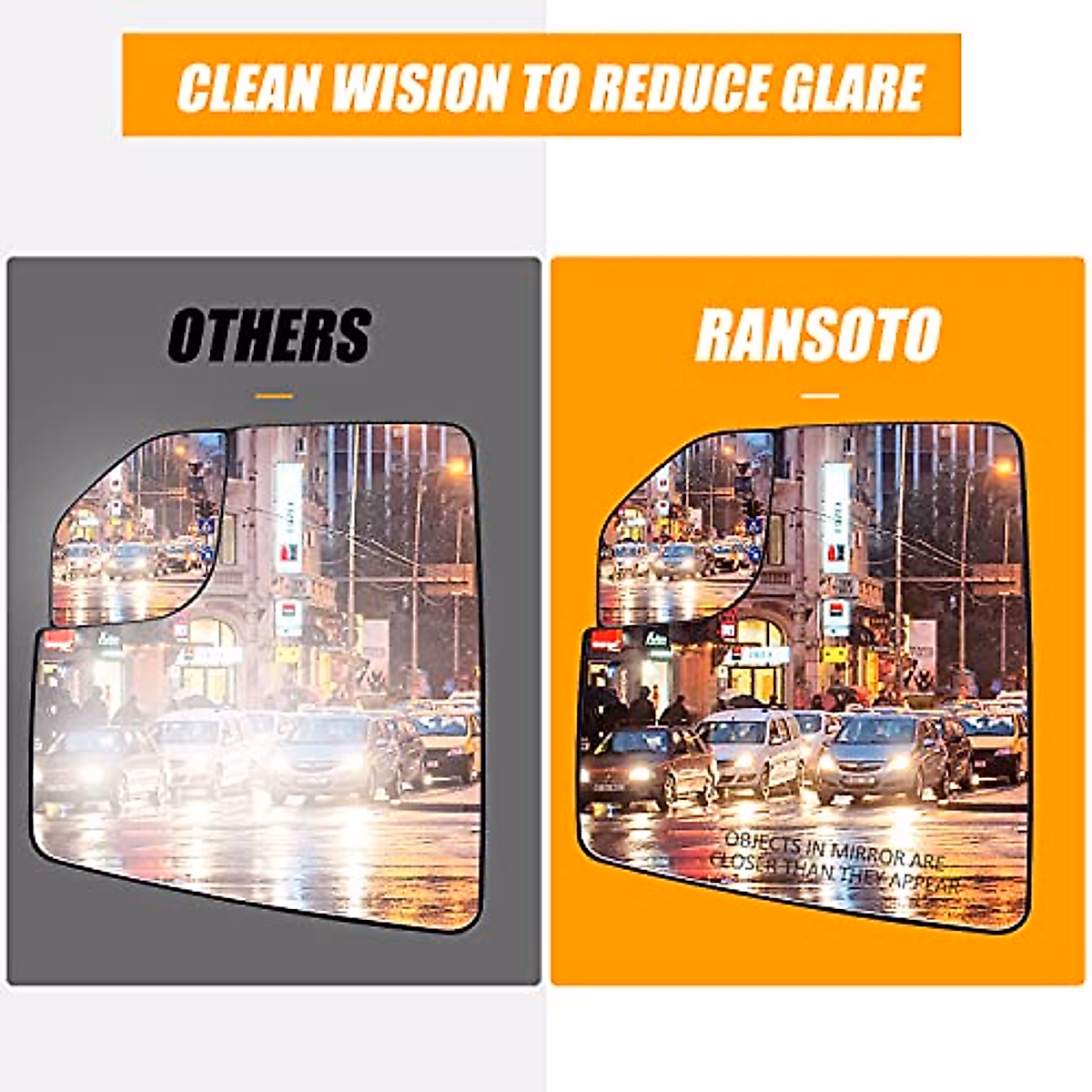 RANSOTO F150 Mirror Glass Right Blind Spot Passenger Side Heated Compatible with Ford F-150 2015 2016 2017 2018 2019 2020 Replace FL3Z17K707A