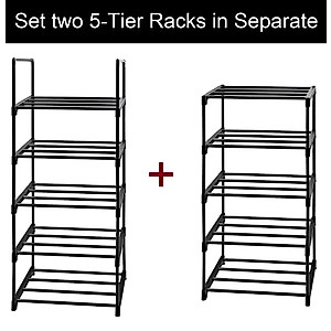 Easyhouse 10 Tier Metal Sturdy Shoe Rack, Narrow Tall Shelf Organizer for Entryway, Closet, Bedroom
