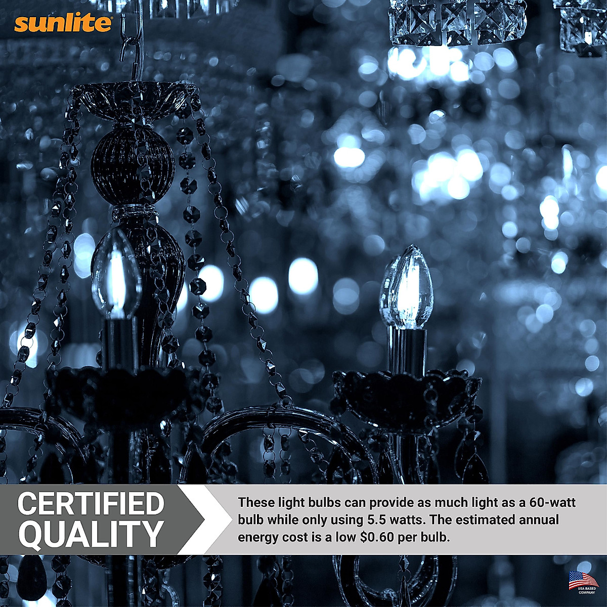 Sunlite 41077 LED Filament B11 Torpedo Chandelier Light Bulb, 5.5 Watts (60W Equivalent), 600 Lumens, Medium E26 Base, Dimmable, Edison Style, 90 CRI, UL Listed, 5000K Super White 6 Pack