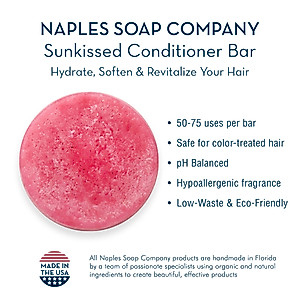 Naples Soap Company Solid Shampoo & Conditioner Bar Set – Free of Parabens, Pthalates – Handmade, pH Balanced, Hydrating Haircare, Safe & Effective for All Hair Types – Lasts 50-75 Uses, Sunkissed