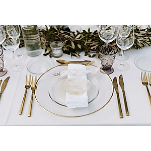 Ms Lovely Clear Glass Charger 13 Inch Dinner Plate With 0.5 CM Metallic Rim - Set of 4 - Gold