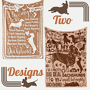 InnoBeta Dachshund Gifts, Dachshund Flannel Blanket for Dachshund Lovers, Soft Throw Blanket for Women, Her, Adults, Friends, Wife, Bed, Sofa Blanket - Brown 50"x 65"